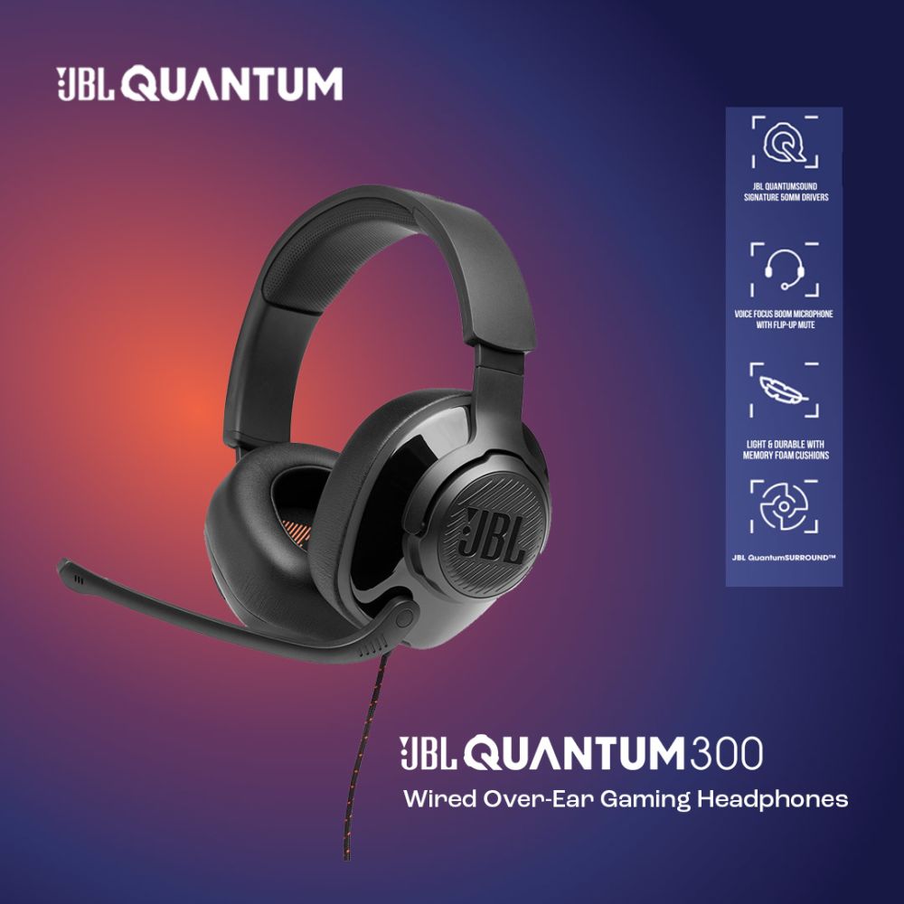 Buy JBL Quantum 300, Wired Over-Ear Gaming Headset - JBL Online Store ID